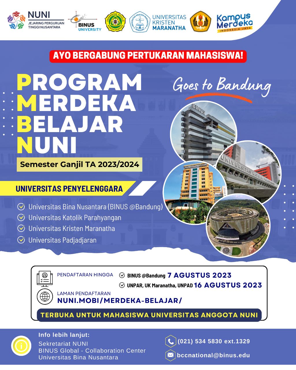 PROGRAM PERTUKARAN PELAJAR NUNI GANJIL 2023/2024 – MBKM Universitas ...